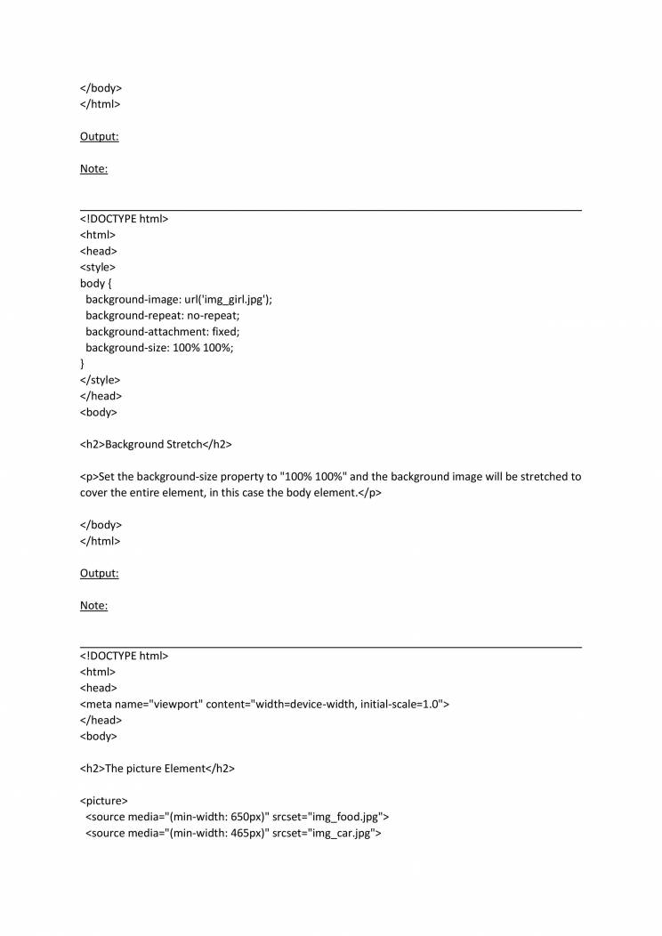 Notes On HTML Programs - Notes - LearnPick India