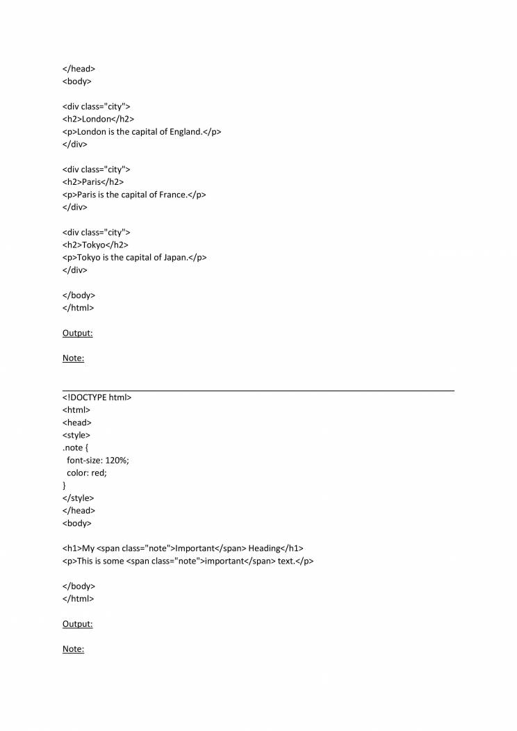 Notes On HTML Programs - Notes - LearnPick India