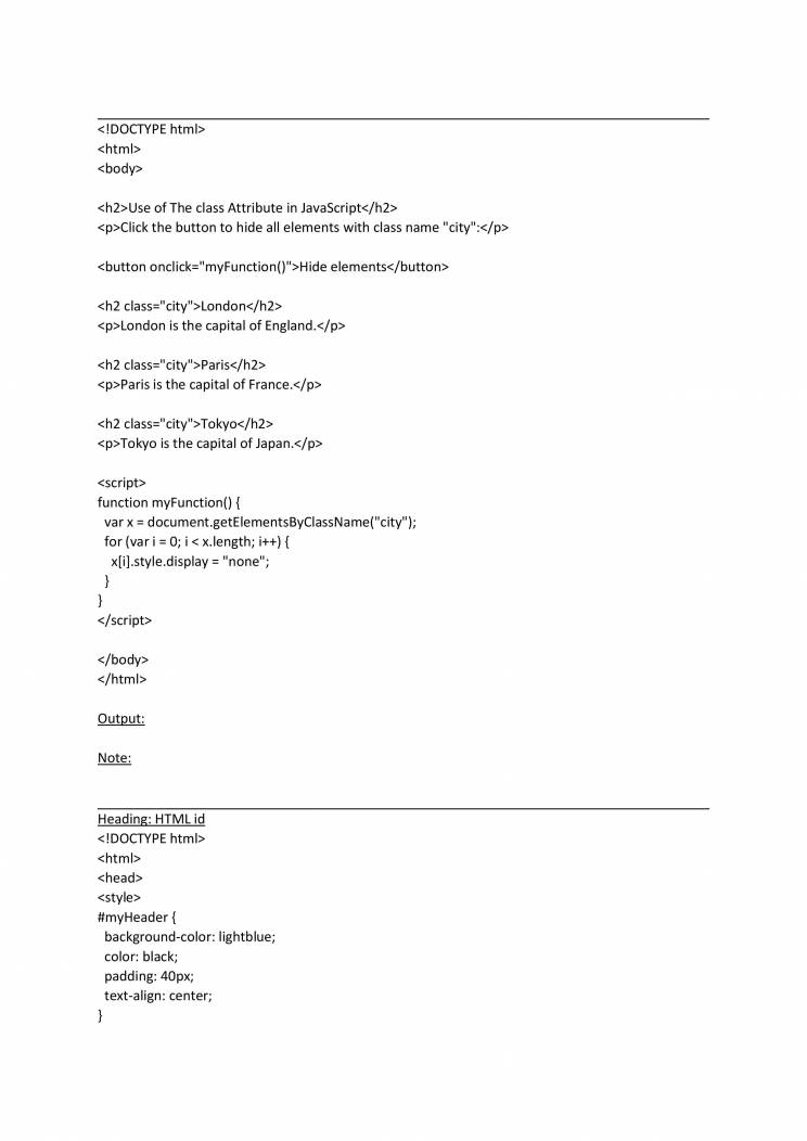 Notes On HTML Programs - Notes - LearnPick India