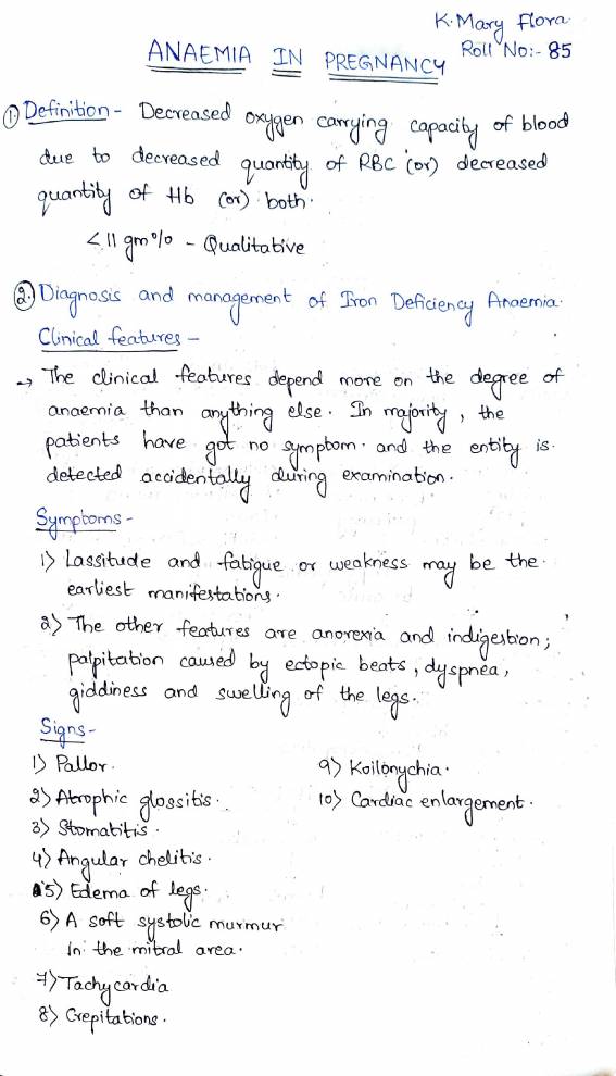 Notes On Anaemia During Pregnancy - Notes - LearnPick India
