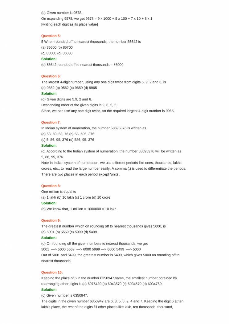 Notes On Number System (Class 6) - Notes - LearnPick India