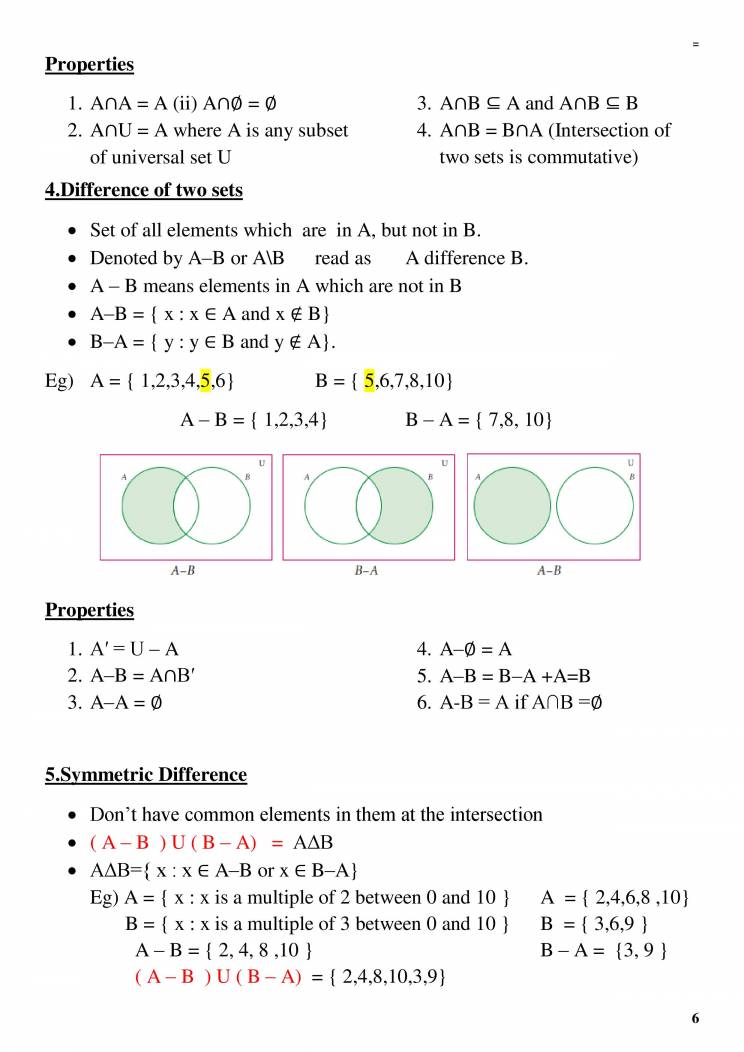 Notes On Sets - Notes - LearnPick India