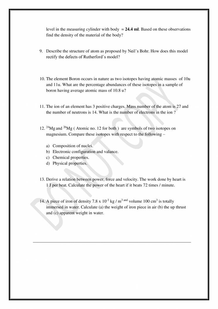 Sample Test Papers ( Science ) - Notes - LearnPick India