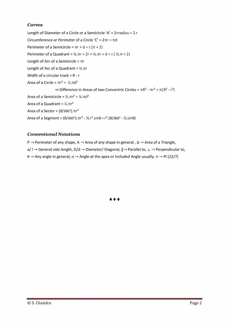 Notes On Cluster Of Basic Mensuration Formulae (2D) - Notes - LearnPick ...
