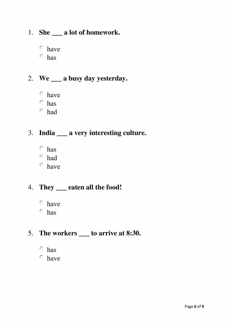 Note On Uses Of Have And Has - Notes - LearnPick India