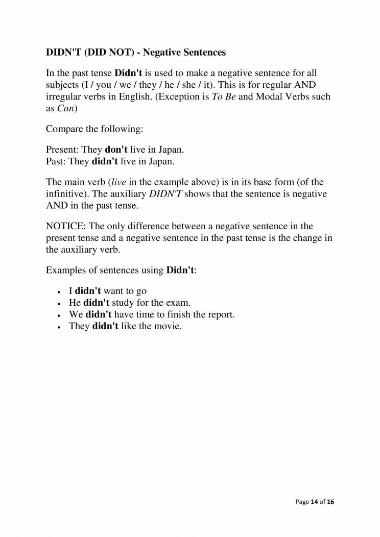 All About Do, Does, Did, Done, Don't - Notes - LearnPick India