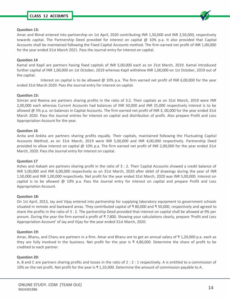 Class 12 Accounts - Fundamental Of Accounts - Notes - LearnPick India