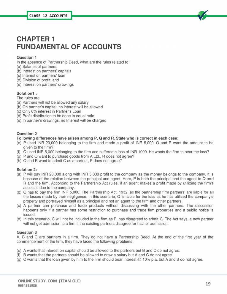 Class 12 Accounts - Fundamental Of Accounts - Notes - LearnPick India