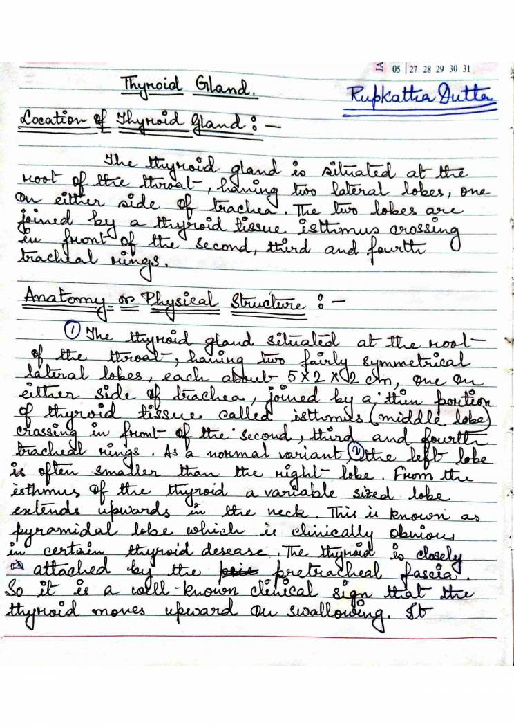 Notes On Thyroid Gland - Notes - LearnPick India