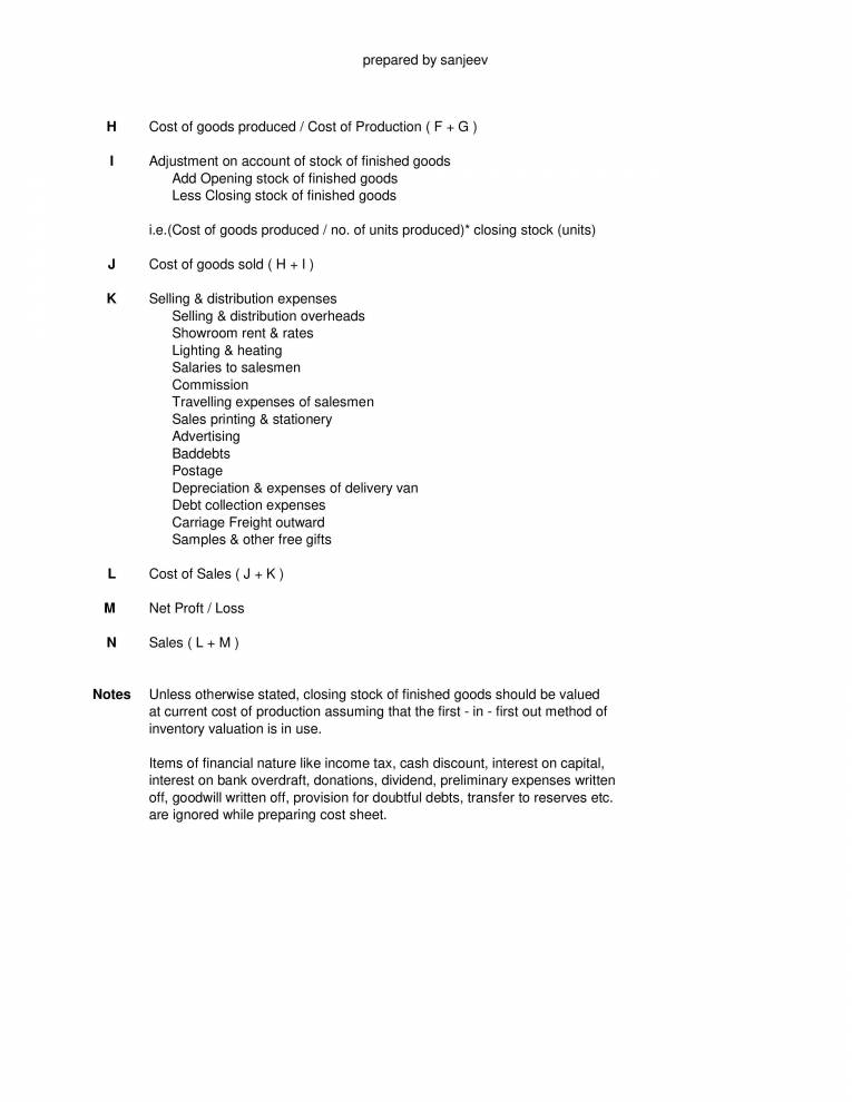 Cost Accounting Notes And Sample Cost Sheet - Notes - LearnPick India