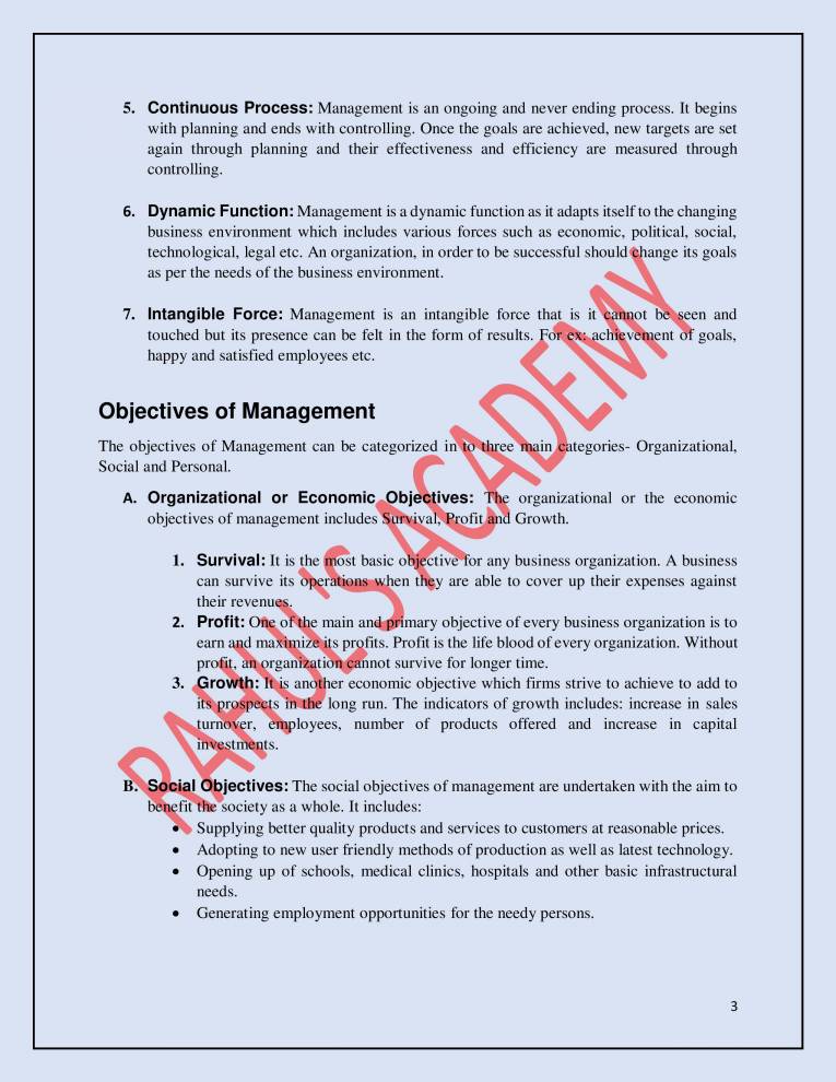 Notes On Nature And Significance Of Management - Notes - LearnPick India