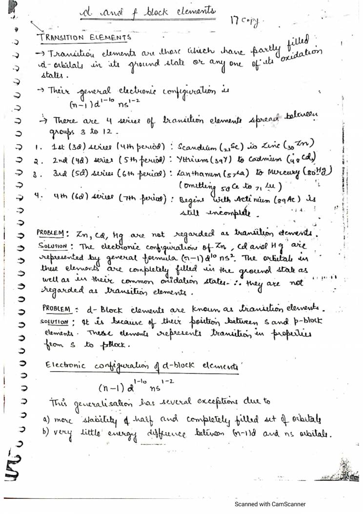 Note On D & F Block - Notes - LearnPick India