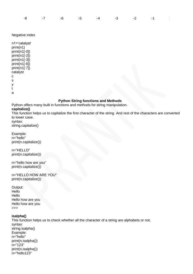 Notes On String In Python Part 1 - Notes - LearnPick India