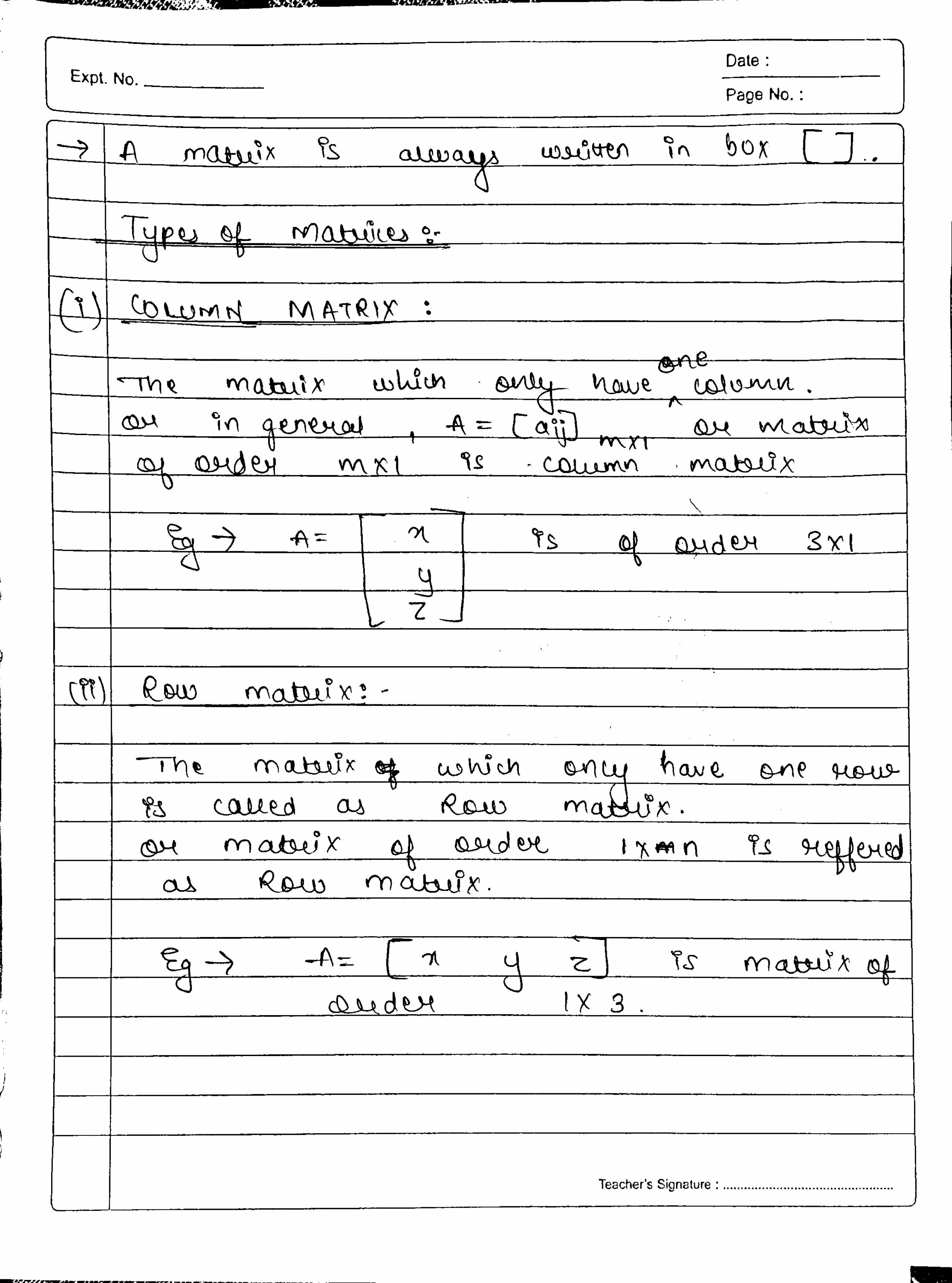 Notes On Class 12 MATRICES - Notes - LearnPick India