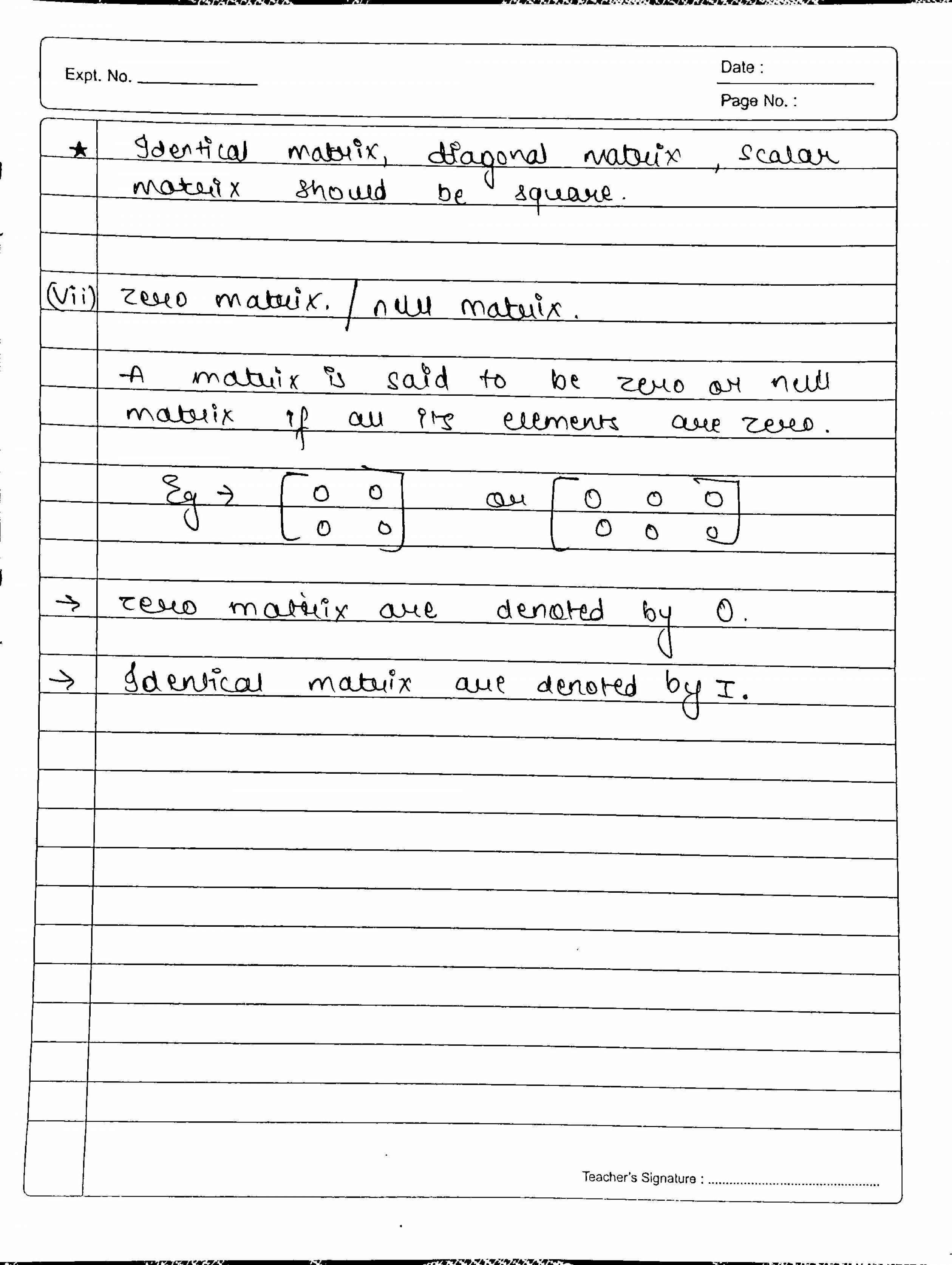 Notes On Class 12 MATRICES - Notes - LearnPick India