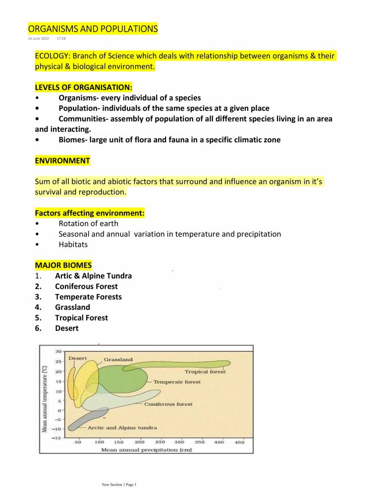 Note On Organisms And Populations - Notes - LearnPick India