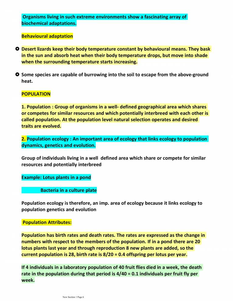 Note On Organisms And Populations - Notes - LearnPick India