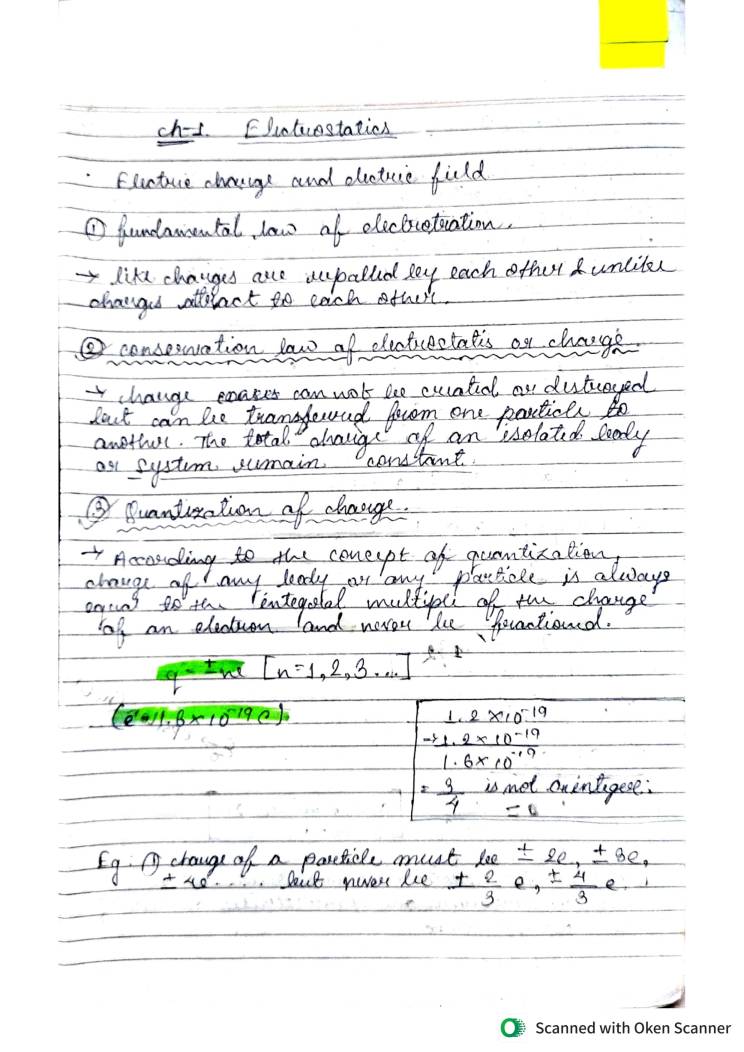 Physics Class 12 (chapter-1) - Notes - LearnPick India