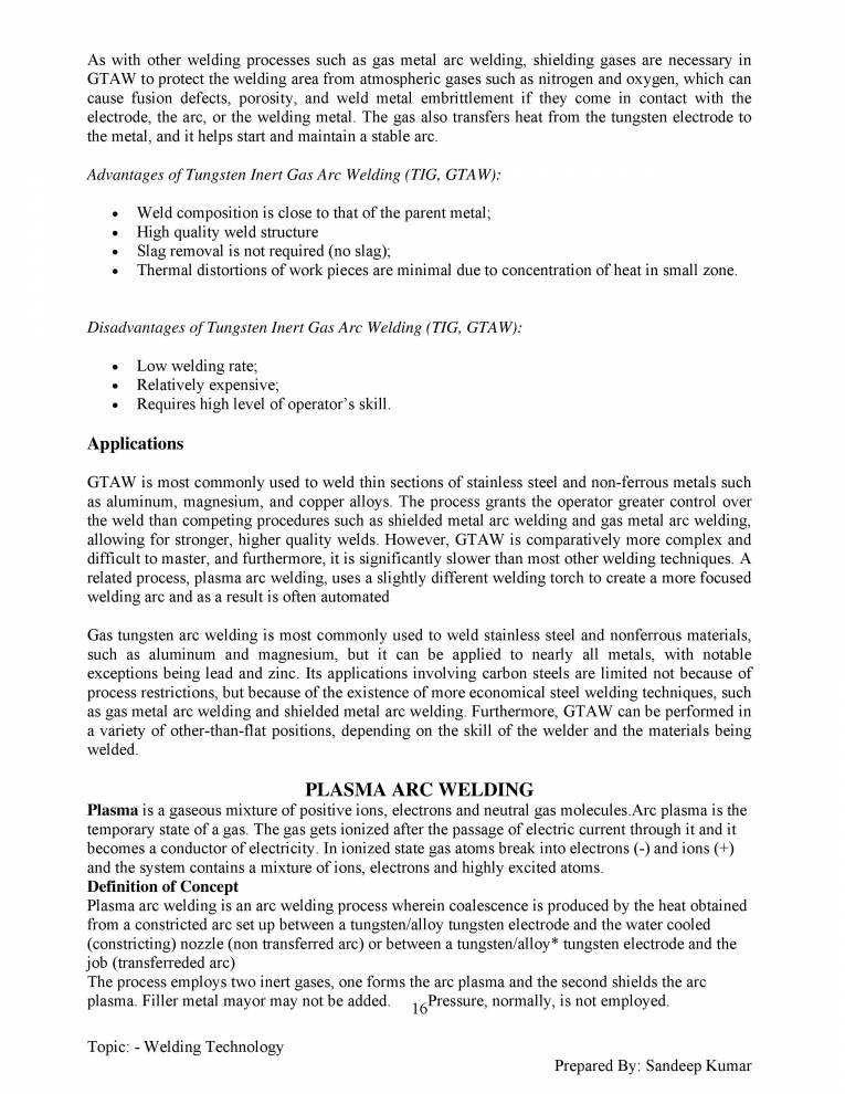 Welding Technology - Notes - LearnPick India