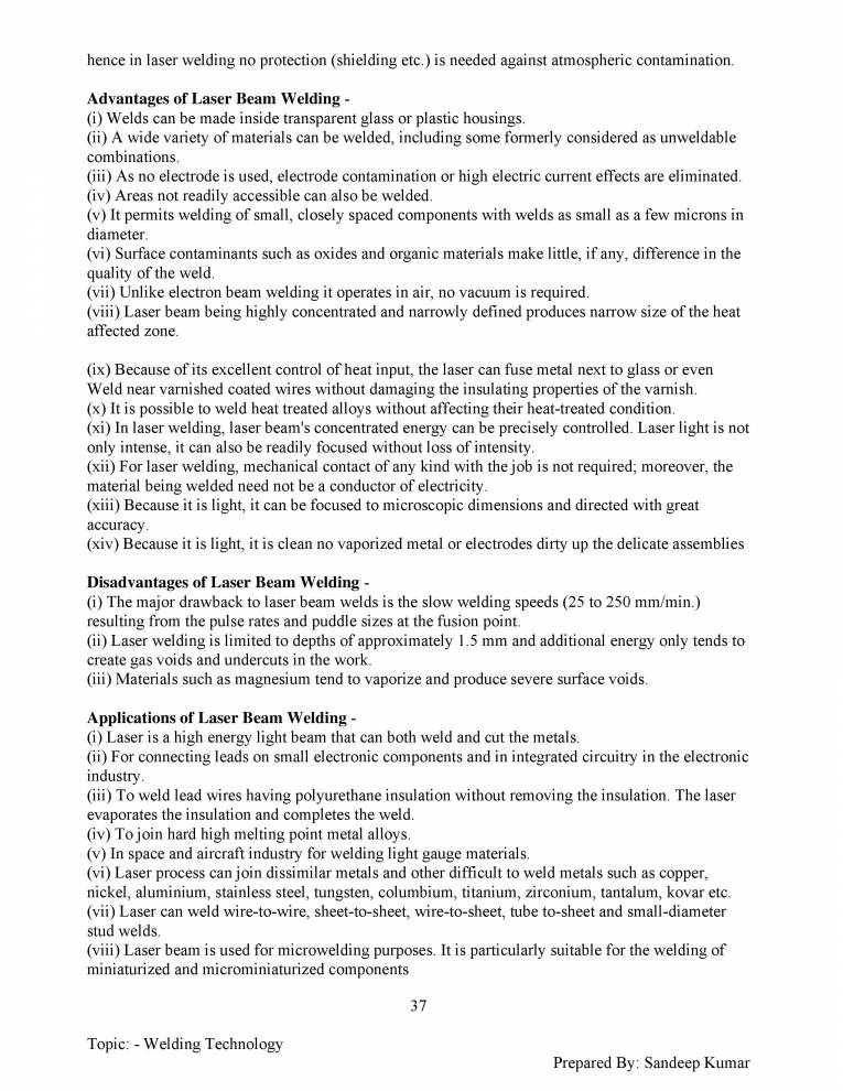 Welding Technology - Notes - LearnPick India