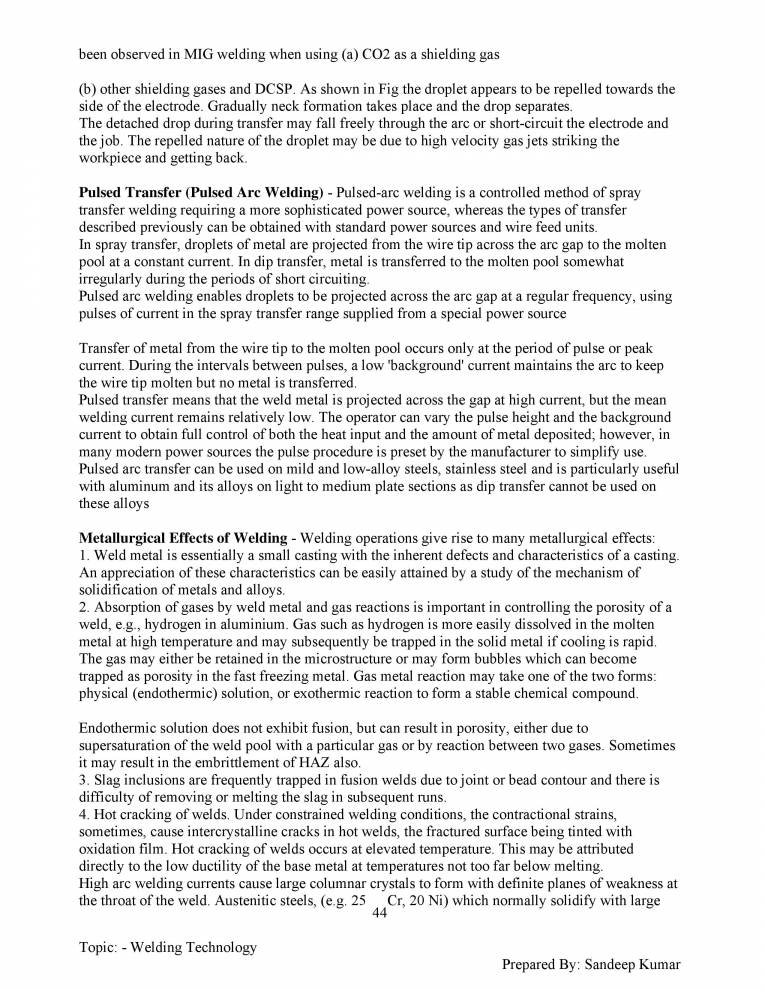 Welding Technology - Notes - LearnPick India