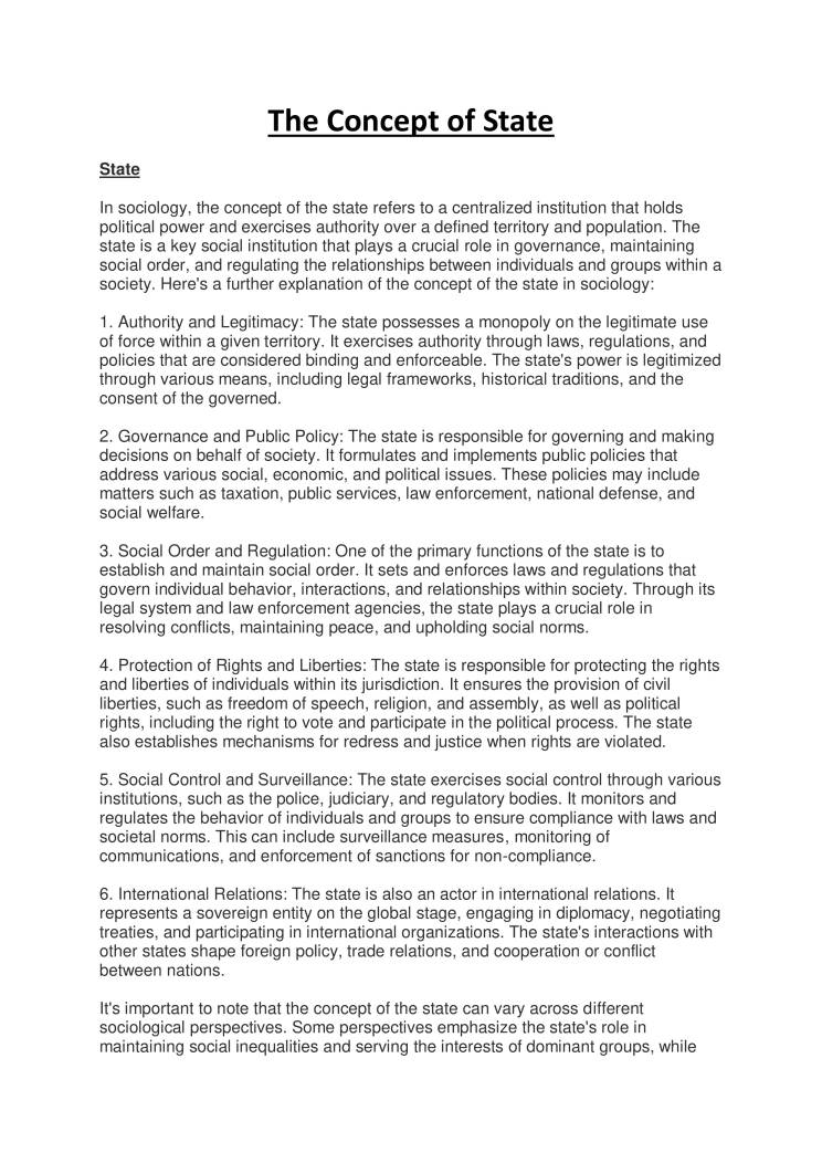 The Concept Of State - Notes - LearnPick India