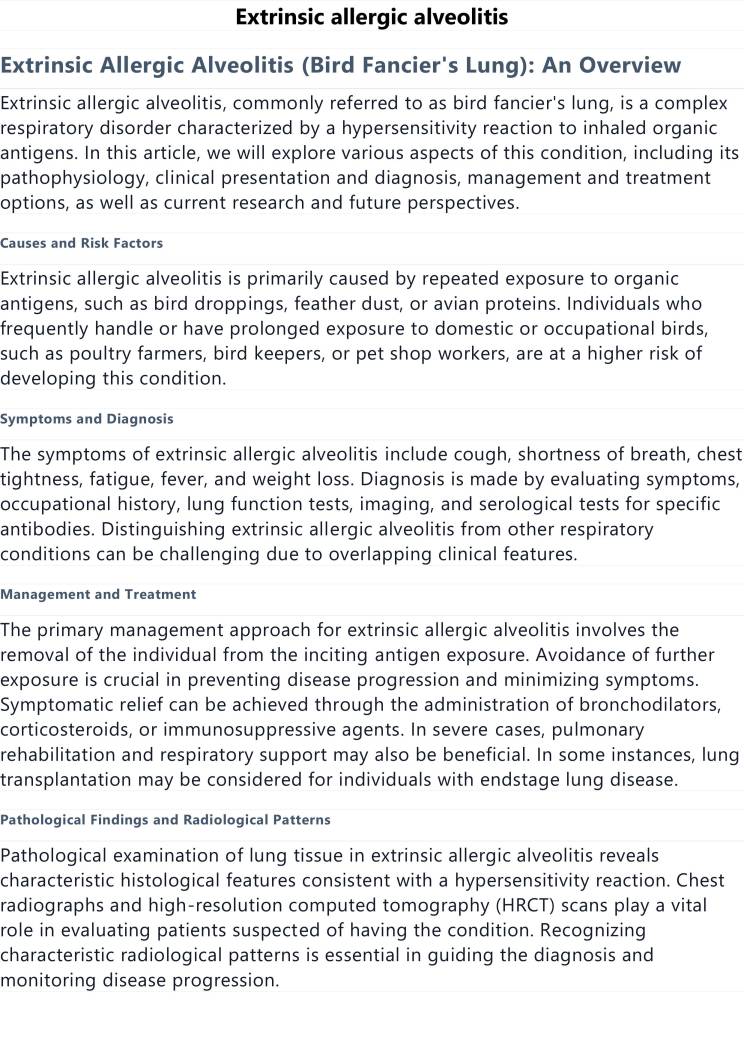 Extrinsic Allergic Alveolitis - Notes - LearnPick India