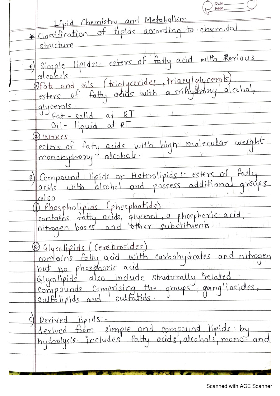 Lipid Chemistry - Notes - LearnPick India