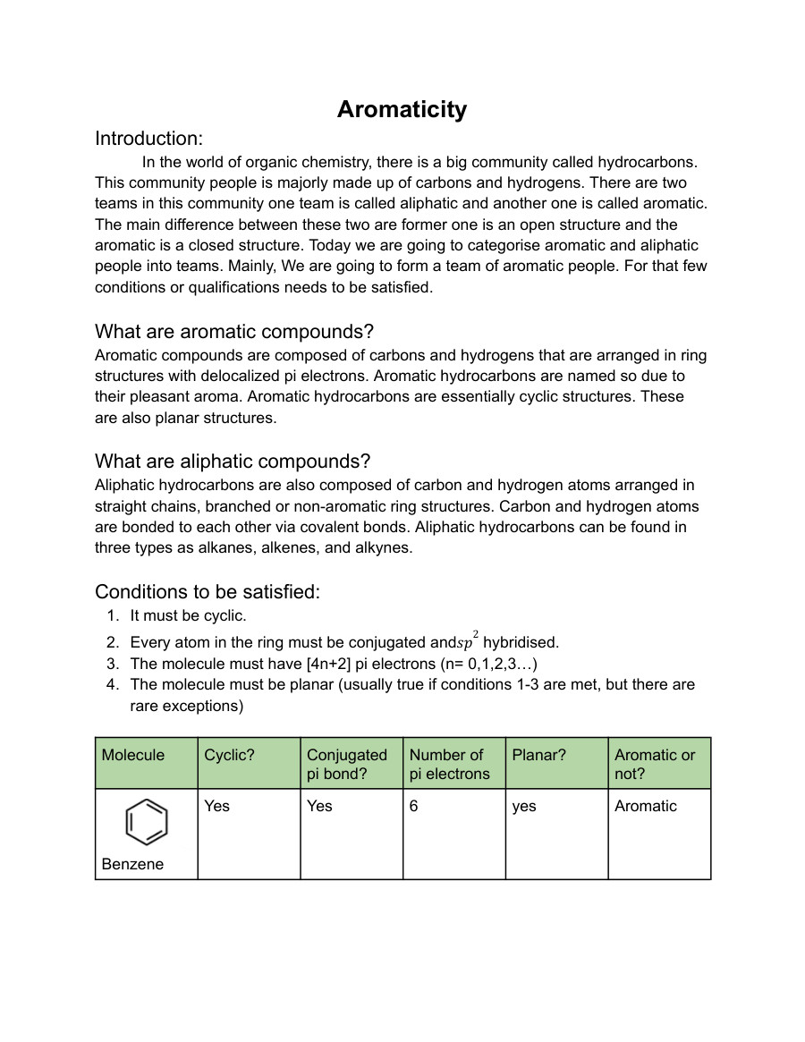 Aromaticity - Notes - LearnPick India