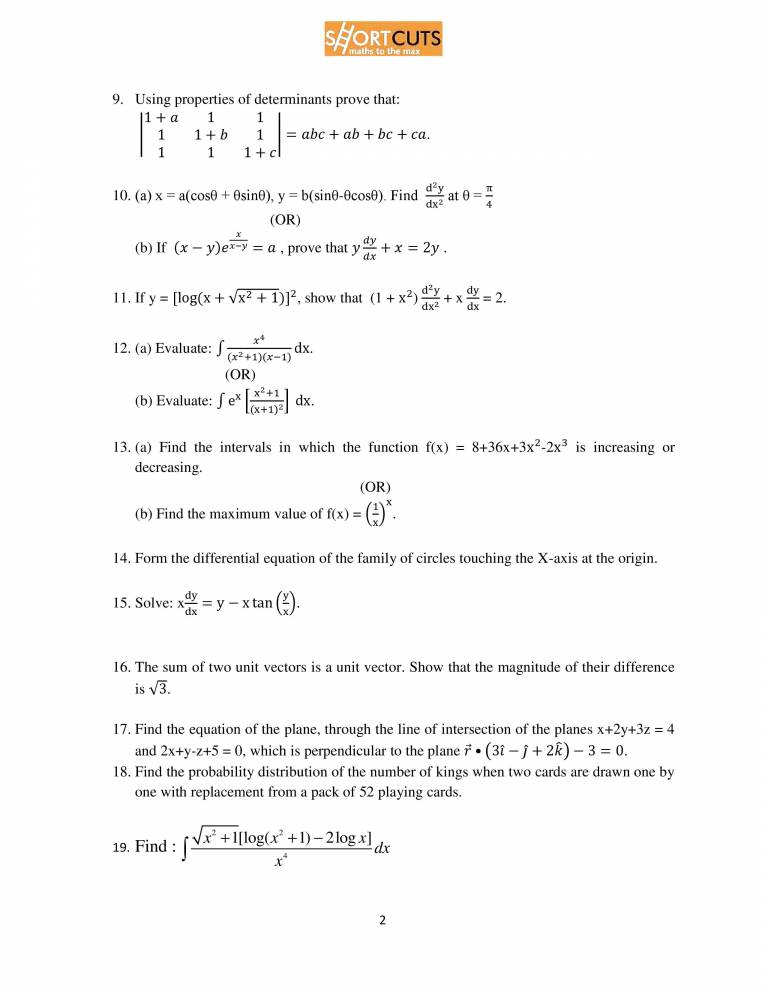 CBSE Math Model Question Paper - Notes - LearnPick India