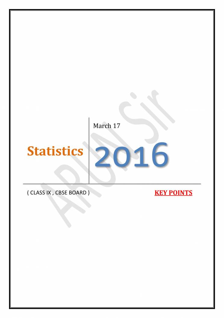 Notes On Statistics - Notes - LearnPick India