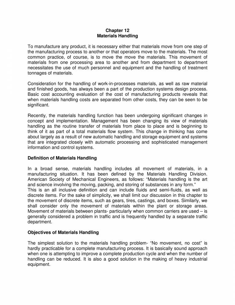 Material Handling System - Notes - LearnPick India