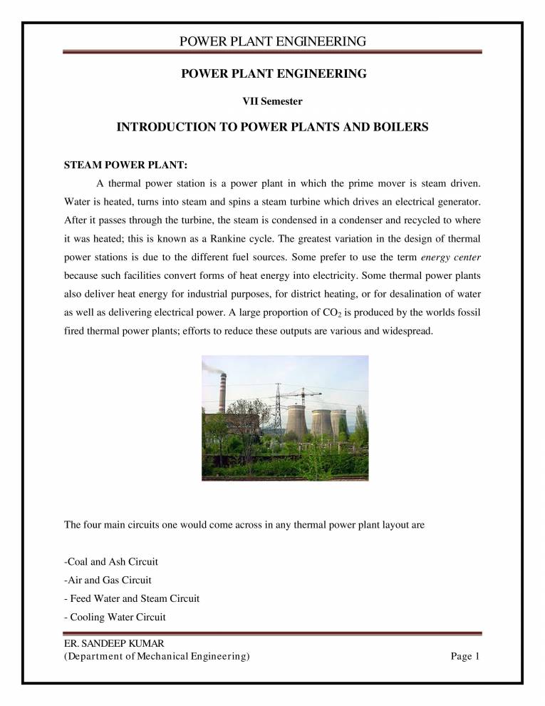 Power Plant Engineering - Notes - LearnPick India