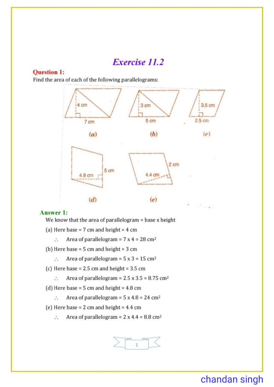 Area and perimeter class 7th icsc board type 2 - Notes - LearnPick India