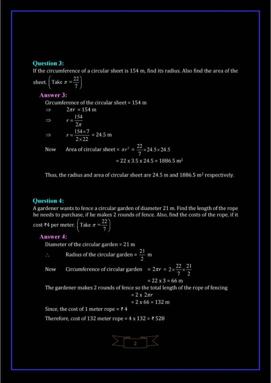 Area and perimeter class 7th icsc board type 3 - Notes - LearnPick India