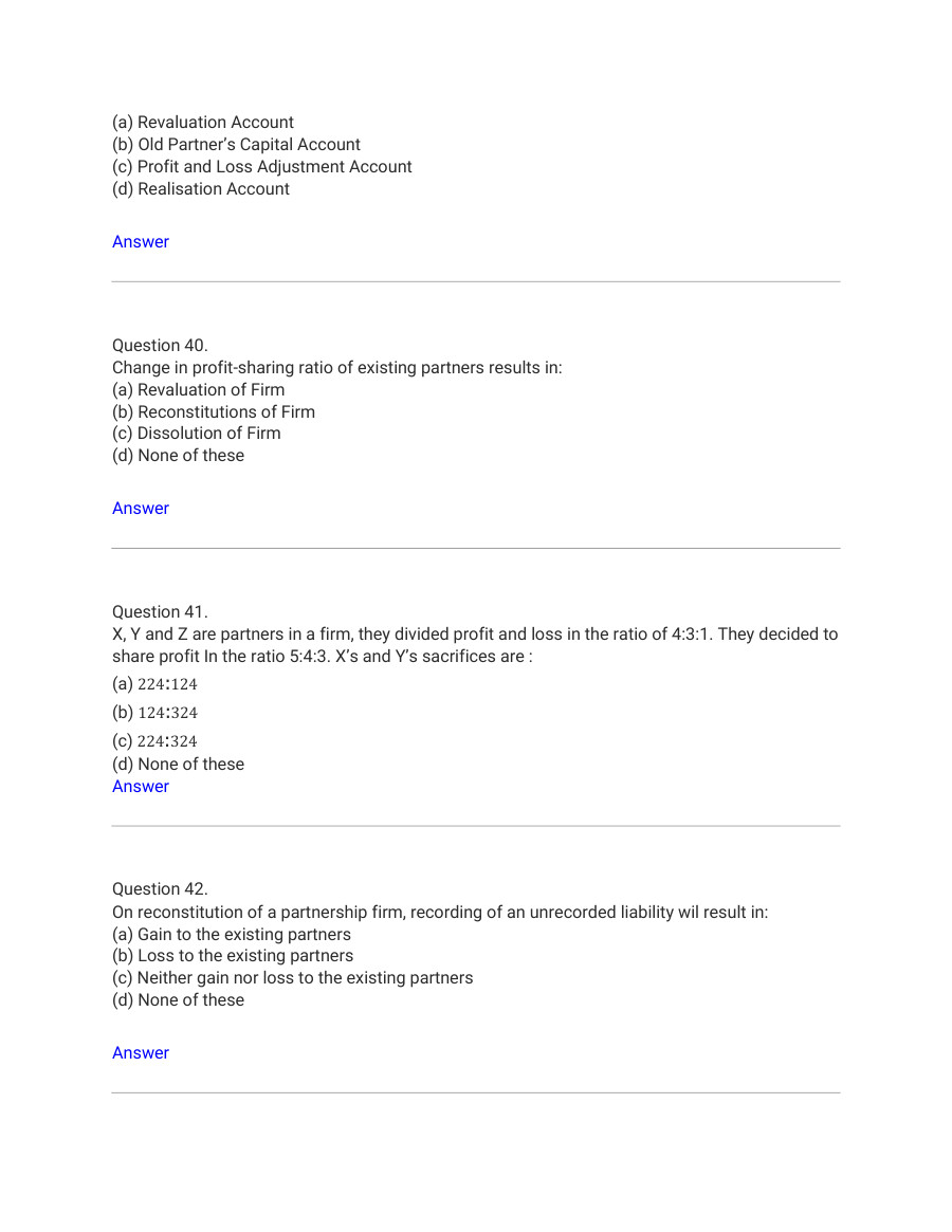 Partnership Practice Questions - Notes - LearnPick India