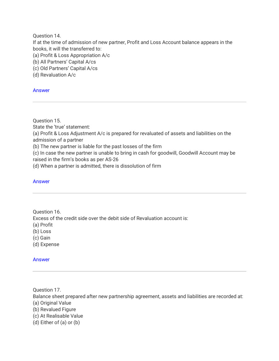 Partnership Practice Questions - Notes - LearnPick India