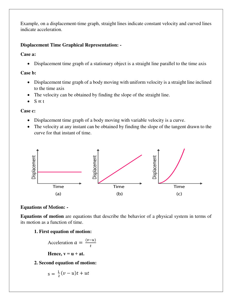 Chapter 2 - Motion in one dimention - Notes - LearnPick India