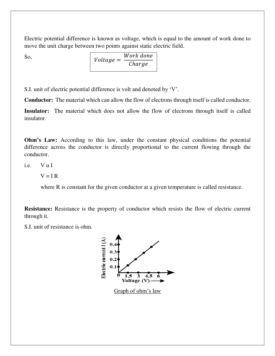 Chapter 9 - Current Electricity - Notes - LearnPick India