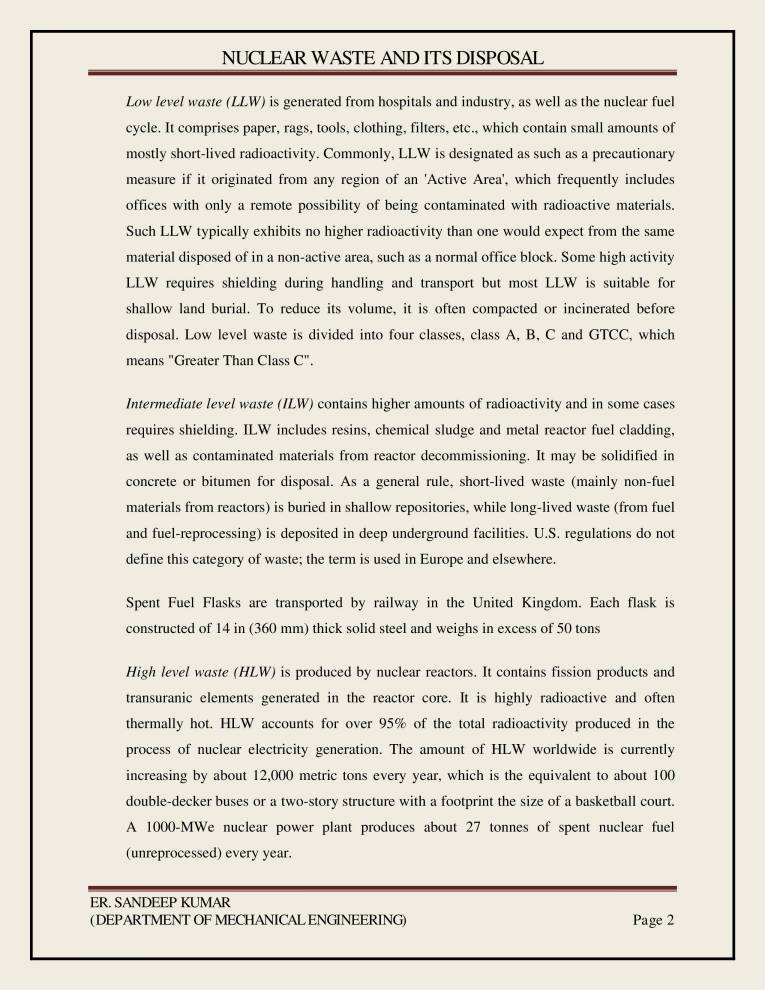 Nuclear Waste And It's Disposal - Notes - LearnPick India