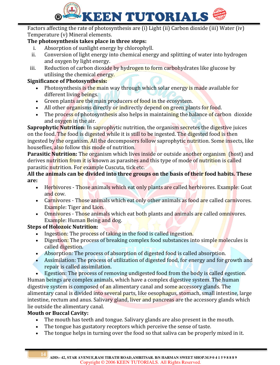 SCIENCE 10TH CLASS NOTES- LIFE PROCESS - Notes - LearnPick India