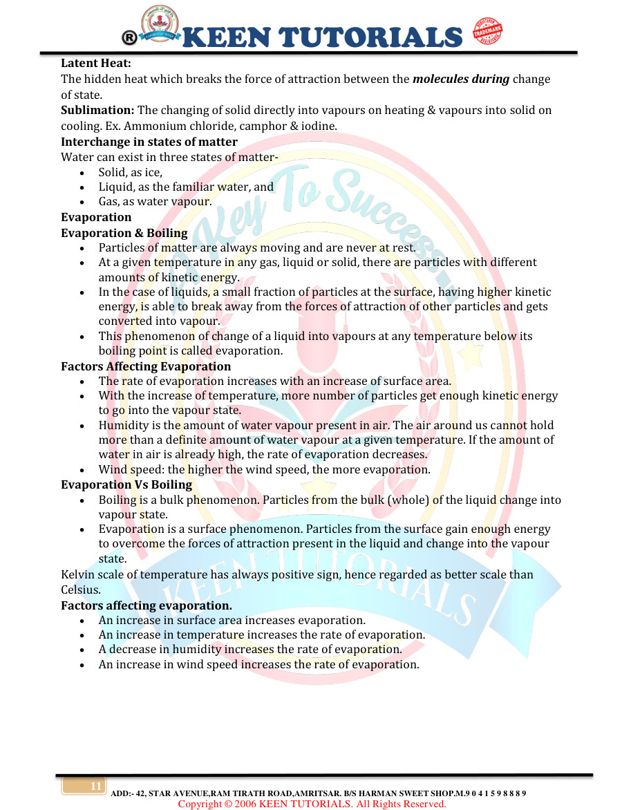 SCIENCE CLASS IX - Notes - LearnPick India