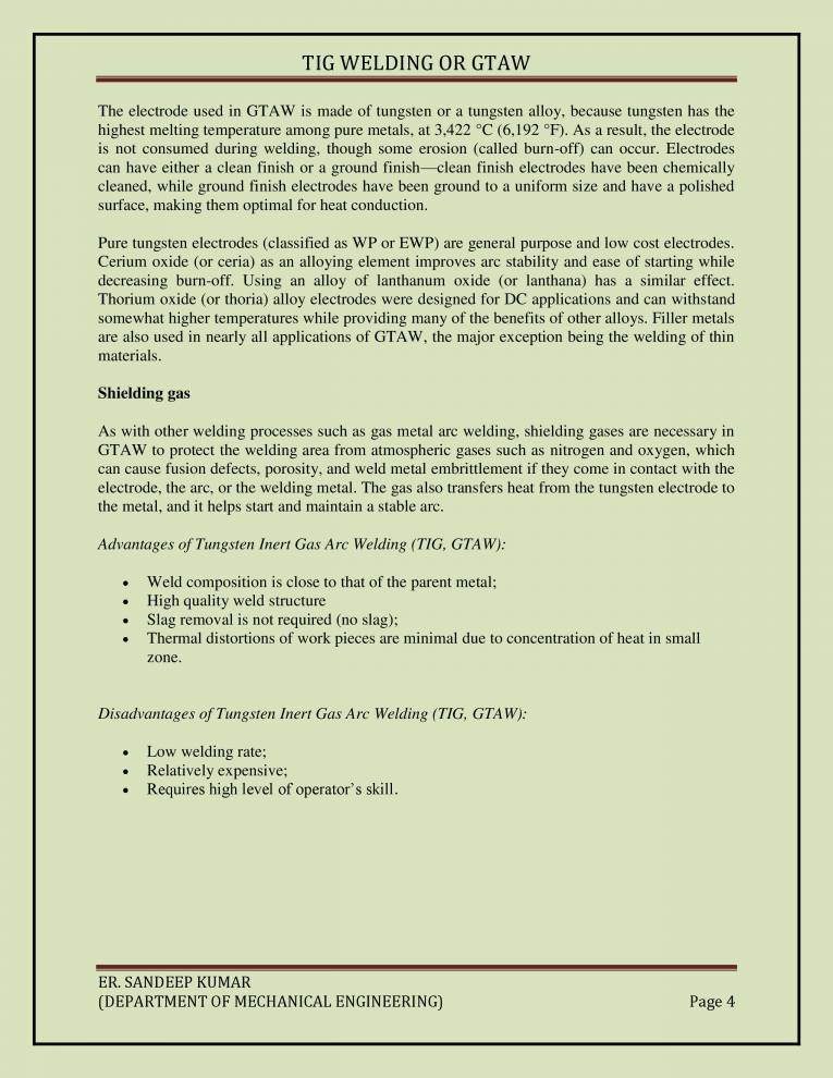 TIG , PAW & Resistance Welding - Notes - LearnPick India