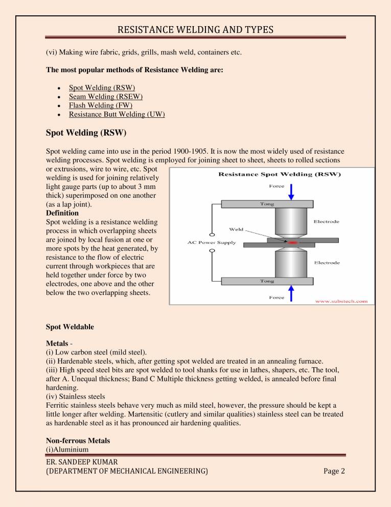 TIG , PAW & Resistance Welding - Notes - LearnPick India