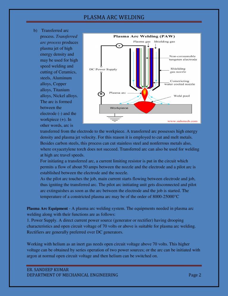 TIG , PAW & Resistance Welding - Notes - LearnPick India