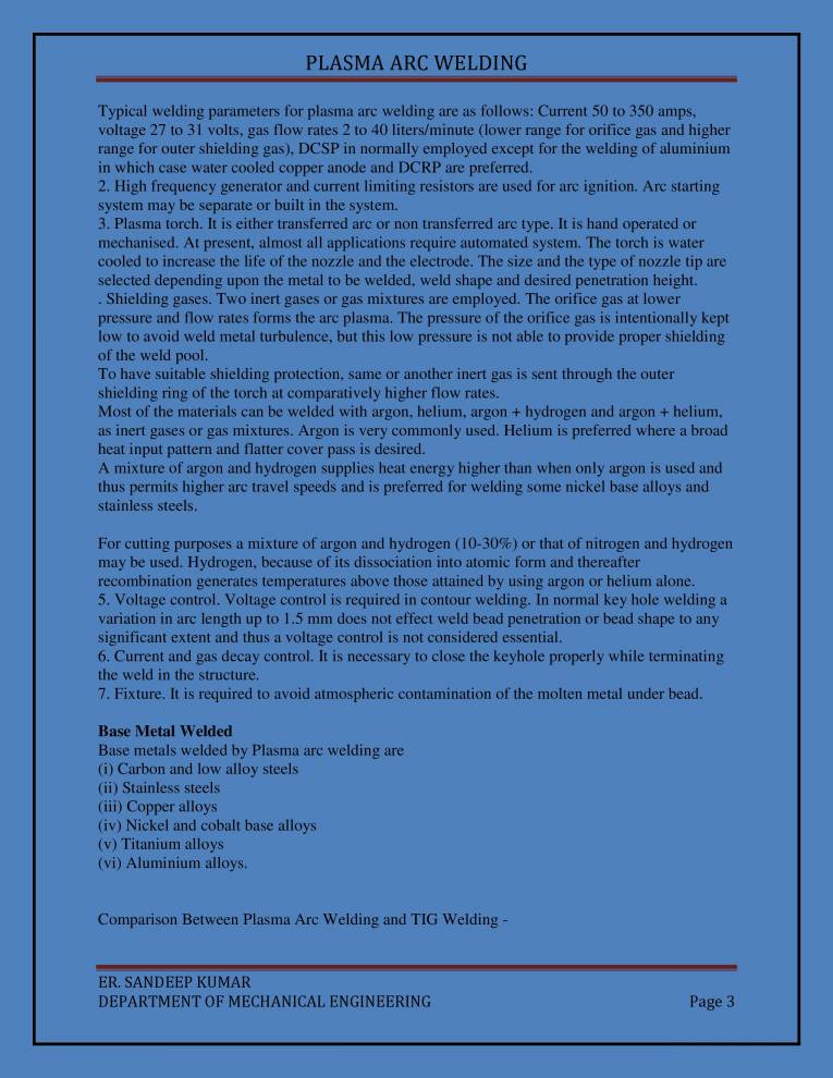 TIG , PAW & Resistance Welding - Notes - LearnPick India