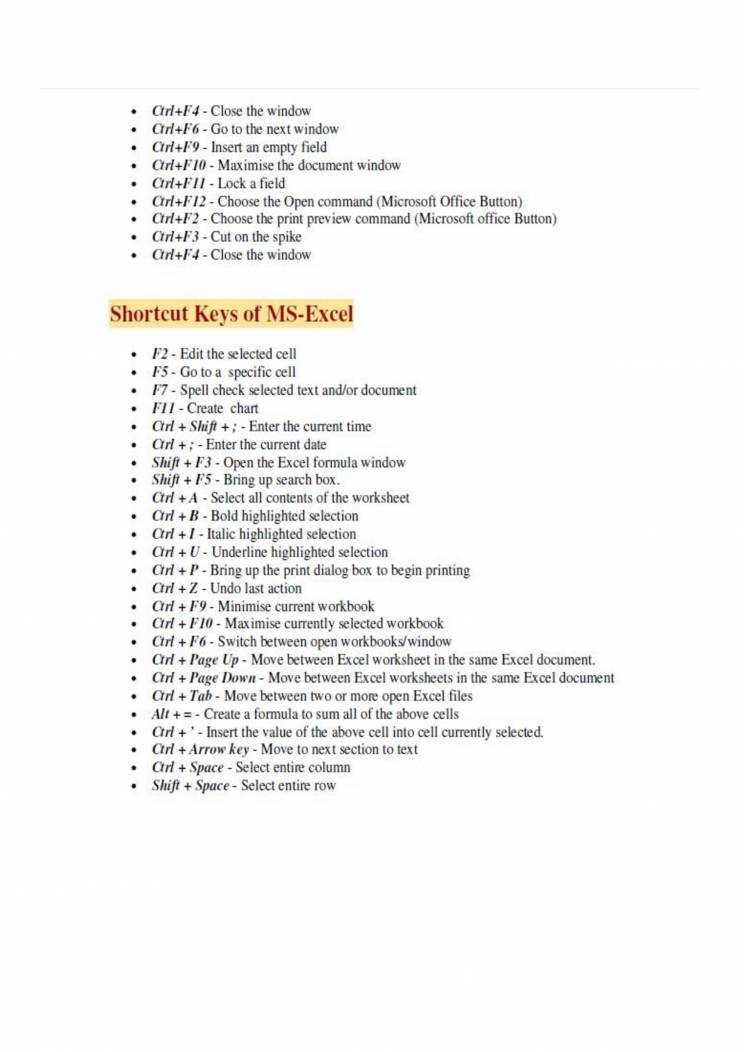 Computer Short Cuts - Notes - LearnPick India