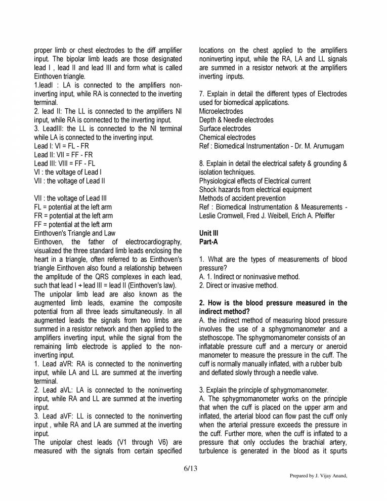 Biomedical Instrumentation For B.E Electrical And Electronics - Notes ...