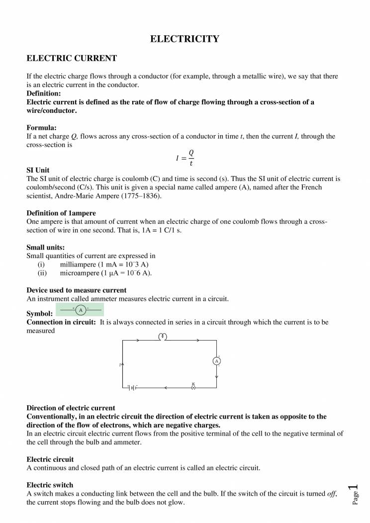Electric Current Definition