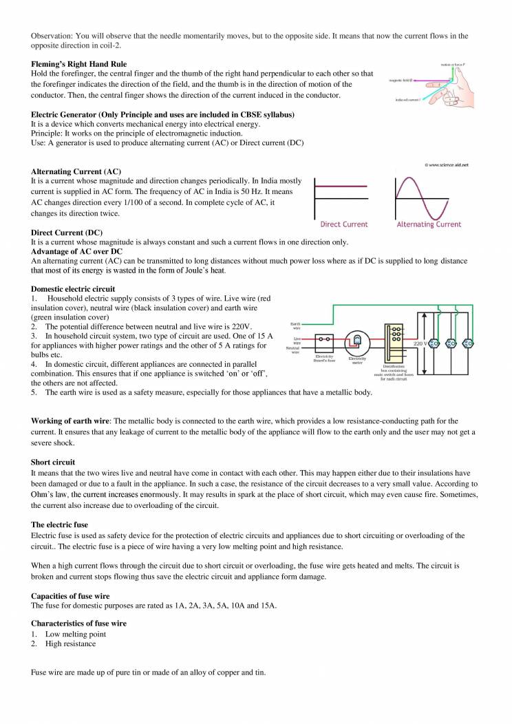 Class X - Magnetic Effects Of Electric Current - Notes - Notes ...